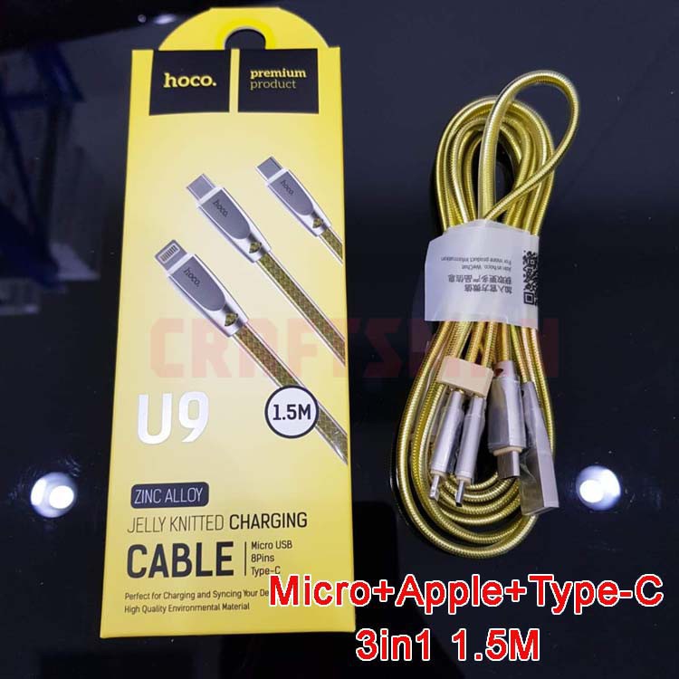 HOCO U9 ของแท้ สายชาร์จ เข้าเร็วงานดีZinc Alloy Jelly Knitted Charging ...