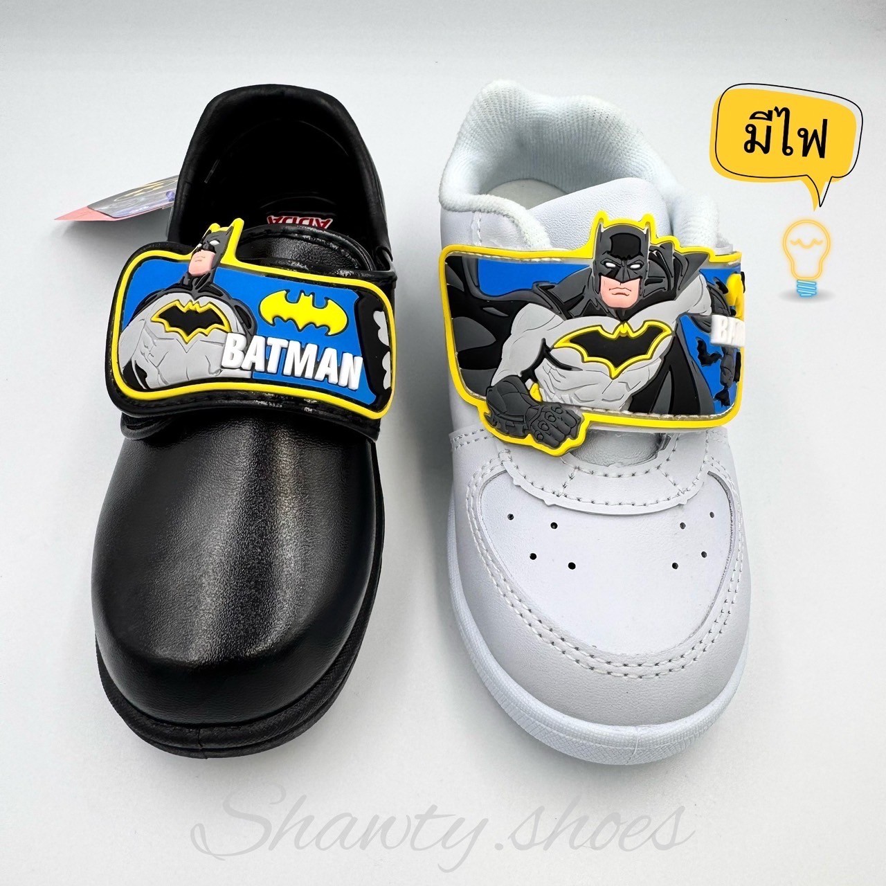 มีไฟ 41N20 รองเท้านักเรียนอนุบาล พละขาว ลายแบทแมน ฺBatman ลิขสิทธิ์แท้ ...