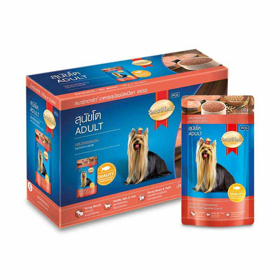 อาหาร สุนัข แบบเปียก จาก สมาทฮาร์ท Smart Heart Pouchรสปลาแซลม่อนในน้ำ ...