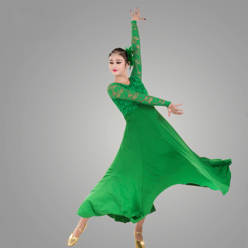 women's national standard dance modern dance waltz costume solid color ...