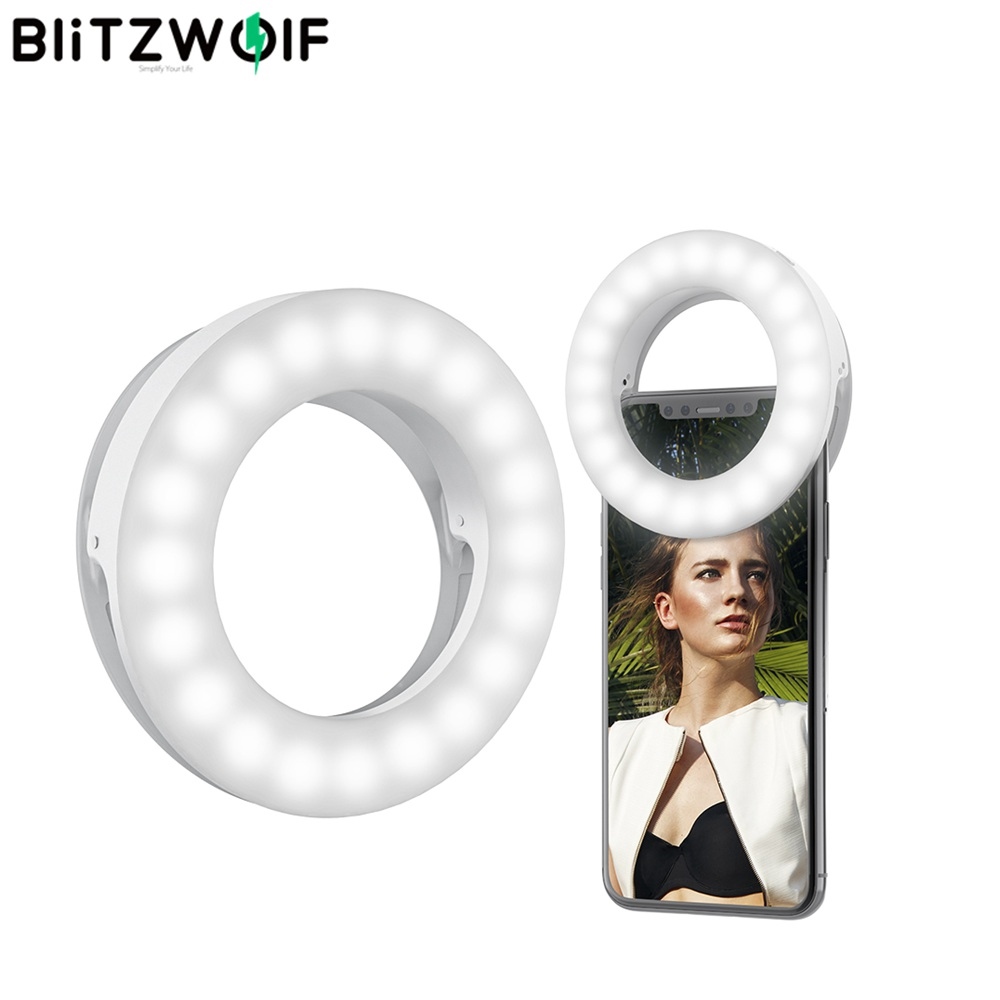 BlitzWolf BW SL0 LED Selfie Ring Fill Light Clip on Beauty Rechargeable ...