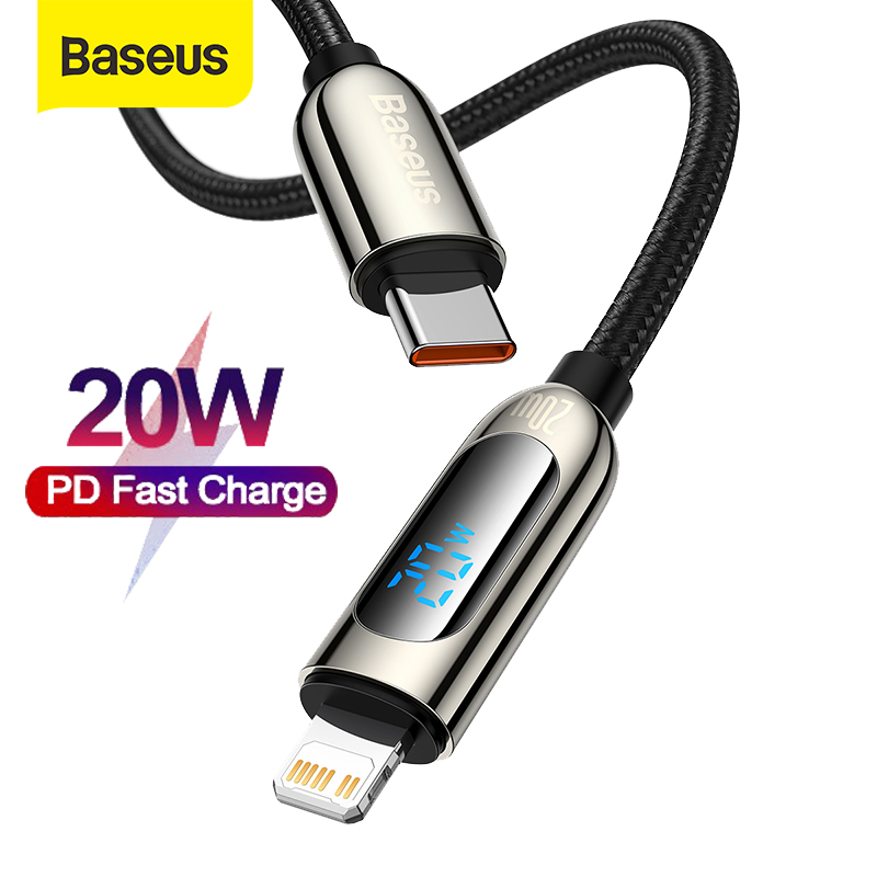 Baseus PD20W USB C Cable LED Digital Display Fast Charging Cable For ...
