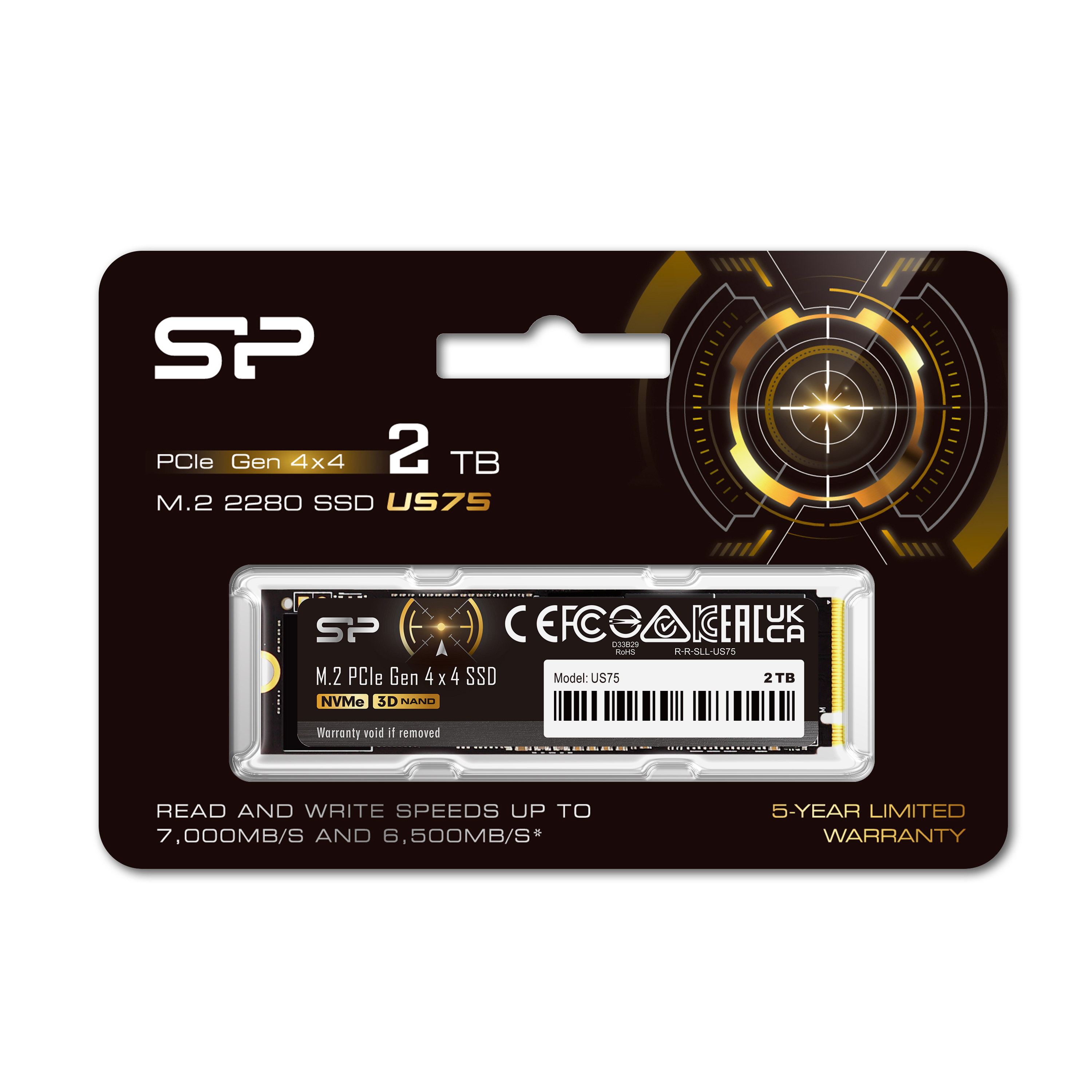 Silicon Power US75 NVMe PCIe Gen4x4 M.2 2280 SSD, Read 7,000MB/s Write 6,500MB/s สำหรับ Laptop ...