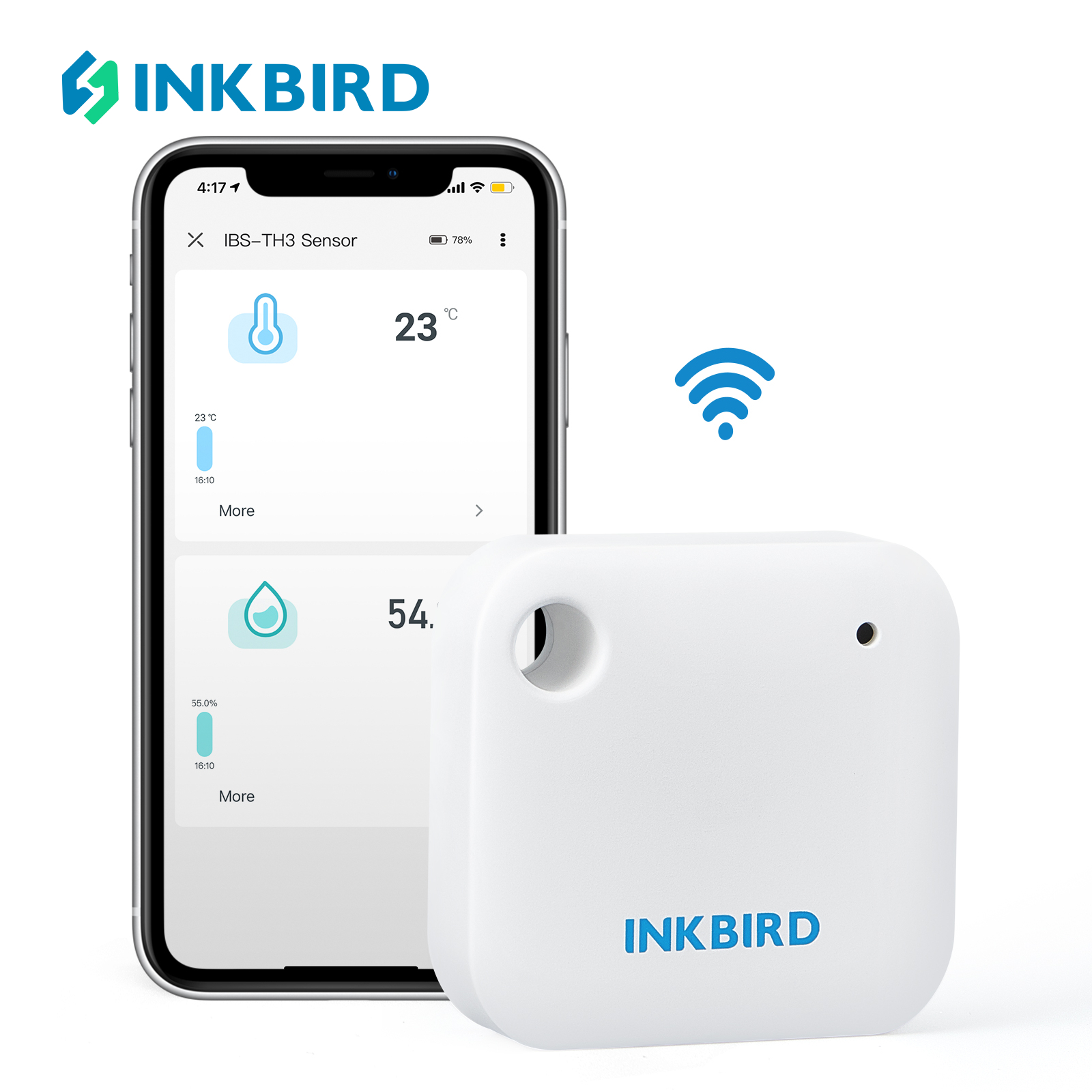 INKBIRD IBS-TH3 Wi-Fi อุณหภูมิความชื้น Sensor,ขนาดพกพา,เครื่องวัด ...