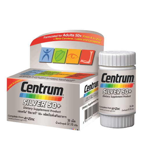 Centrum Silver 50+ A to Zinc เซนทรัม ซิลเวอร์ มี 2 ขนาด 30 & 90 เม็ด ...