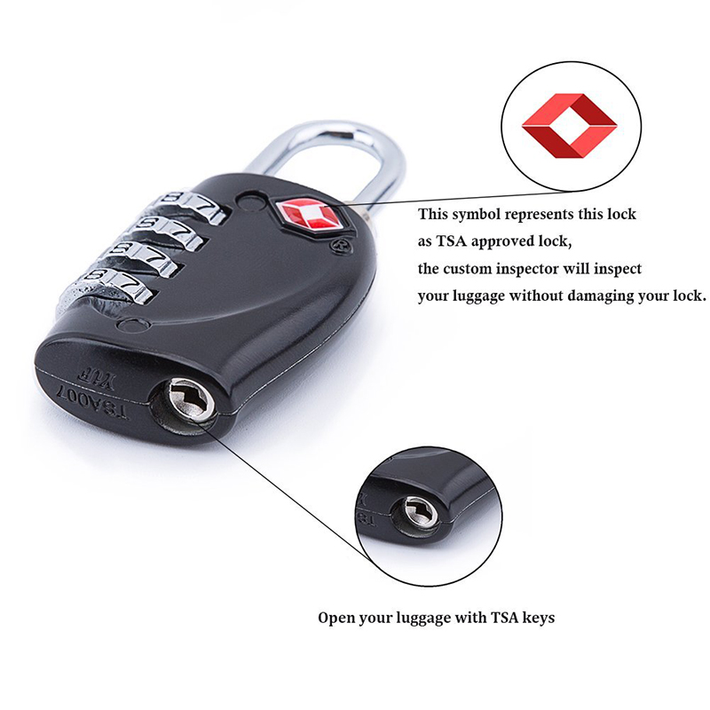 TSA Customs Lock Mini Luggage Small Hang Lock Customs Password Lock 4 ...
