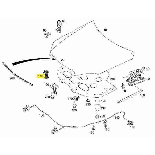 BENZแท้ สปริงรองฝากระโปรงหน้า W204 W212 W207 W218 W222 R172 R231 เบอร์ ...