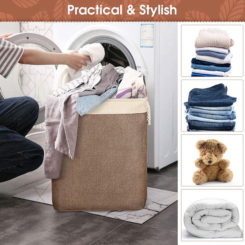 Laundry Basket with Handles 2 Pack, Collapsible Linen Laundry Hampers ...