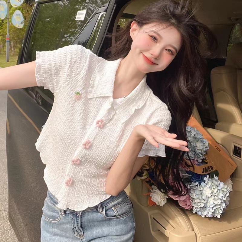 Gakki เสื้อเชิ้ตผู้หญิงแขนสั้นไหมพรมหญิง ผ้านิ่มใส่สบาย ฟรีไซส์ พร้อมส่ง B253# | Lazada.co.th