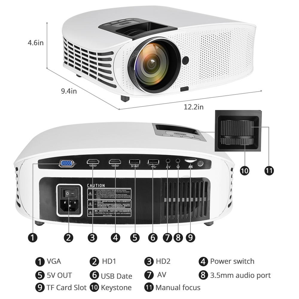 YG600 HD Projector HD โปรเจคเตอร์ 4000 Lumens จอแอลซีดี Beamer สนับสนุน ...
