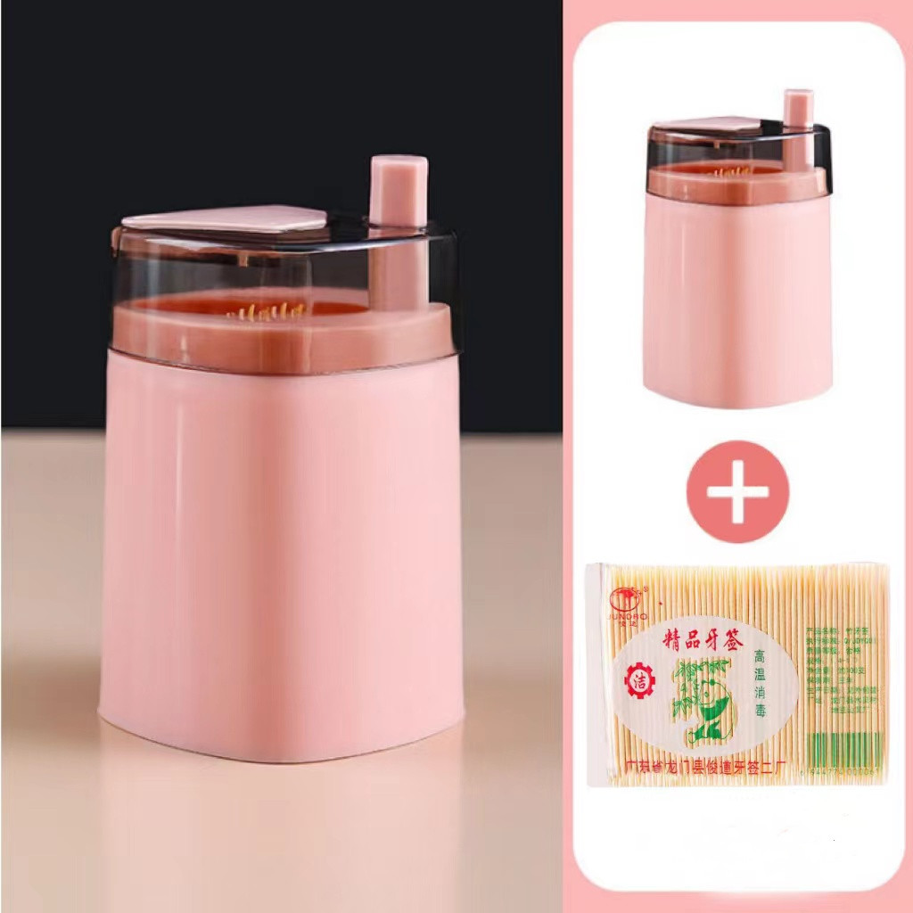กล่องไม้จิ้มฟัน ที่ใส่ไม้จิ้มฟัน Toothpick Jar Push-to-Eject แบบพกพา ...