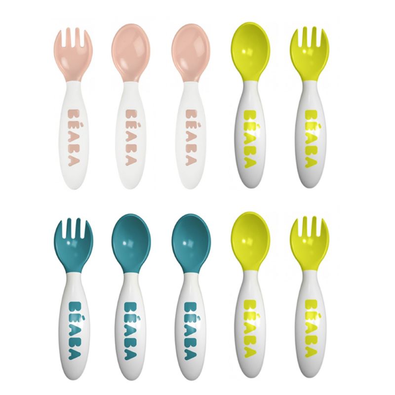 BEABA Set 6 training spoons and 4 training forks for 2nd age (assorted ...