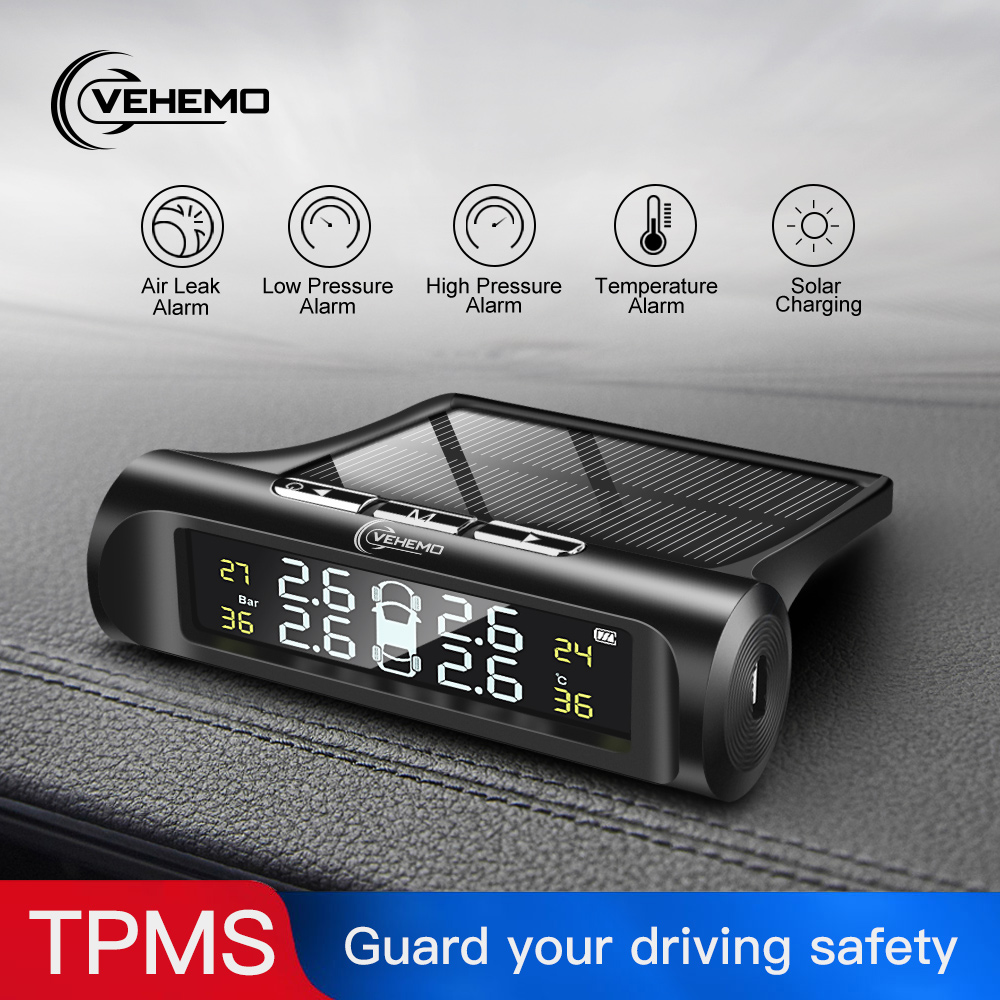 【Free Shipping】Vehemo ยางระบบตรวจสอบความดันพลังงานแสงอาทิตย์ TPMS C240 รถยางระบบเตือนภัยแรงดัน ...
