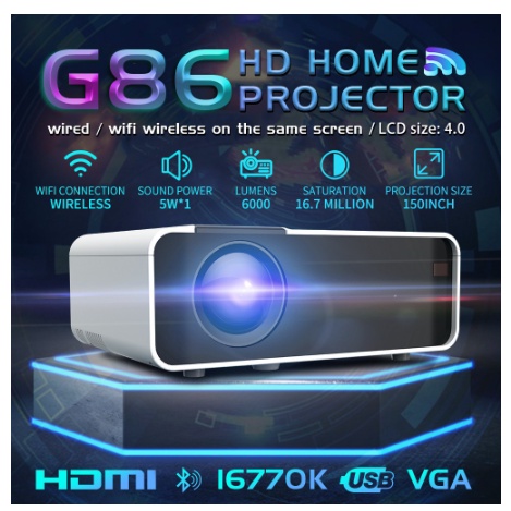 โปรเจคเตอร์ 4k Android 9.0 LCD 1080P 6000 lumens ultra hd Double WIFI ...