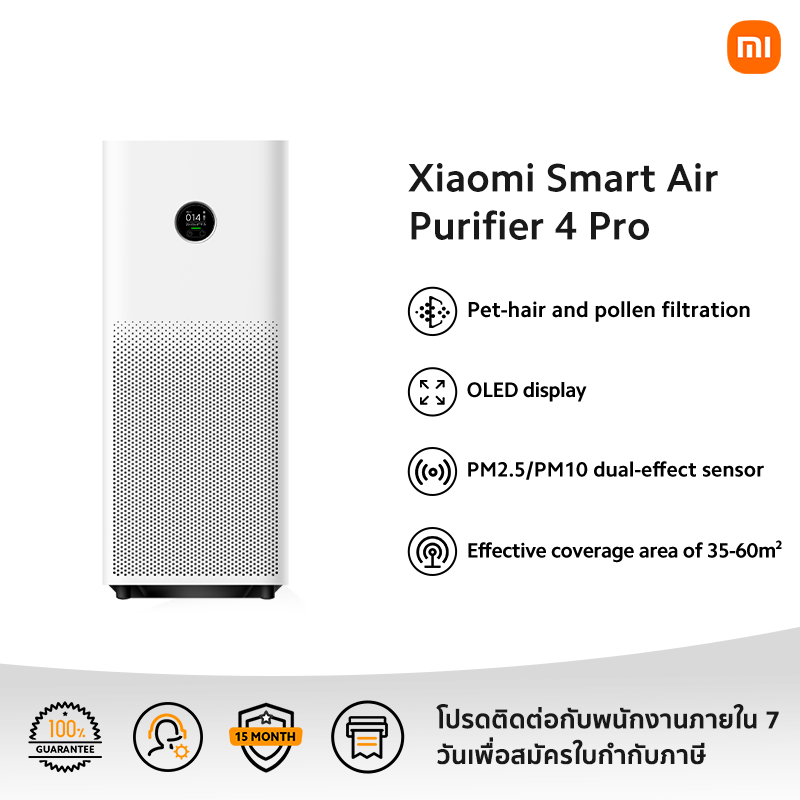Xiaomi Smart Air Purifier 4 Pro เครื่องฟอกอากาศอัจฉริยะ | รับประกัน 1 ...