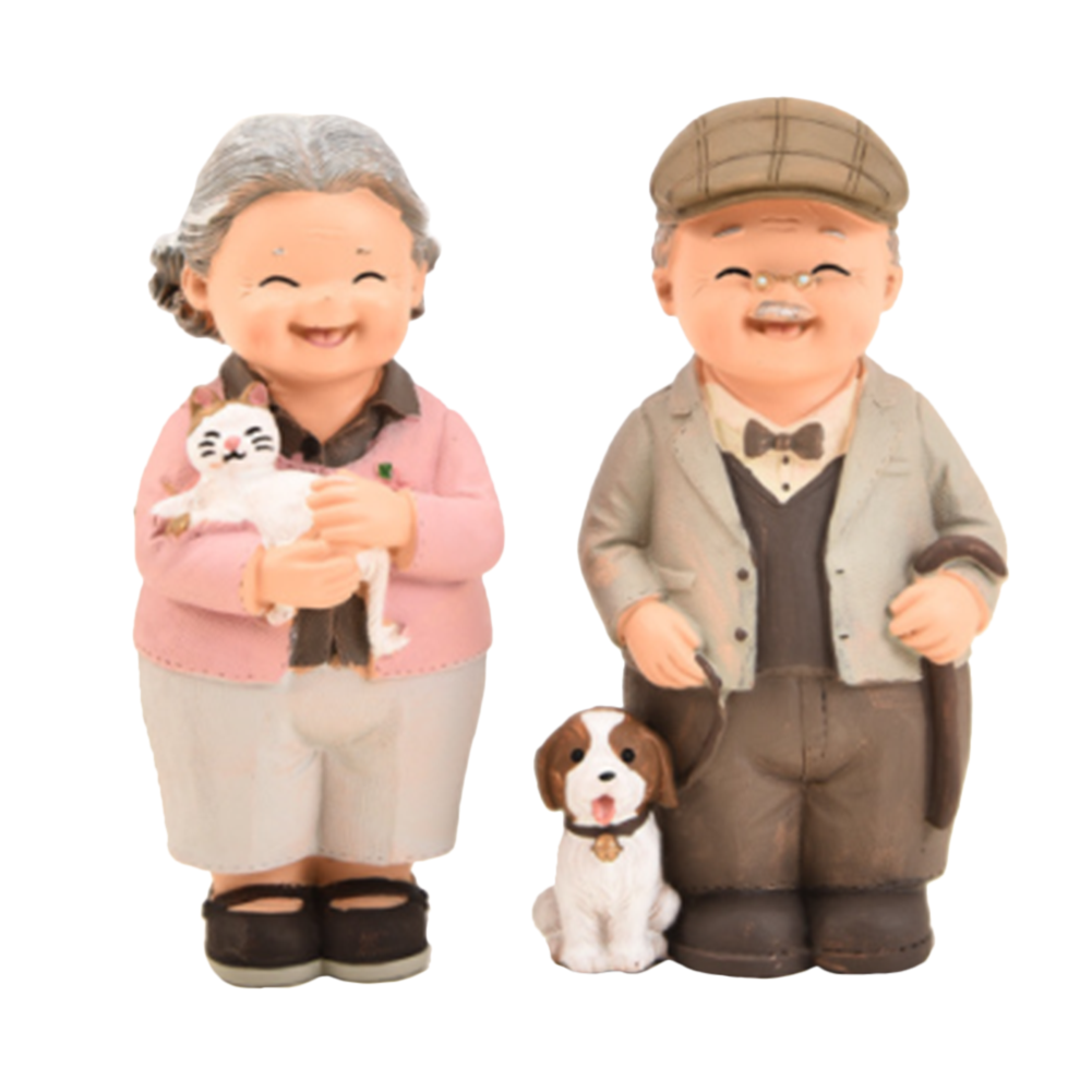 Loving Elderly Couple Figurines Resin Husband and Wife Statue ...