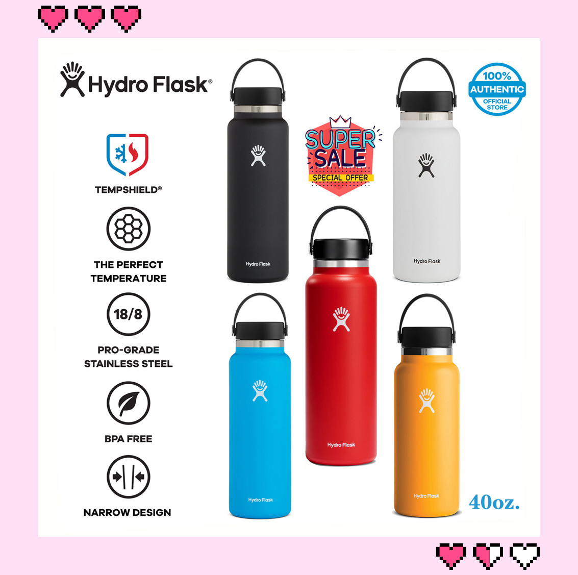 Hydro Flask (32 OZ) Wide Mouth 2.0 Insulated Stainless Steel Drinking ...