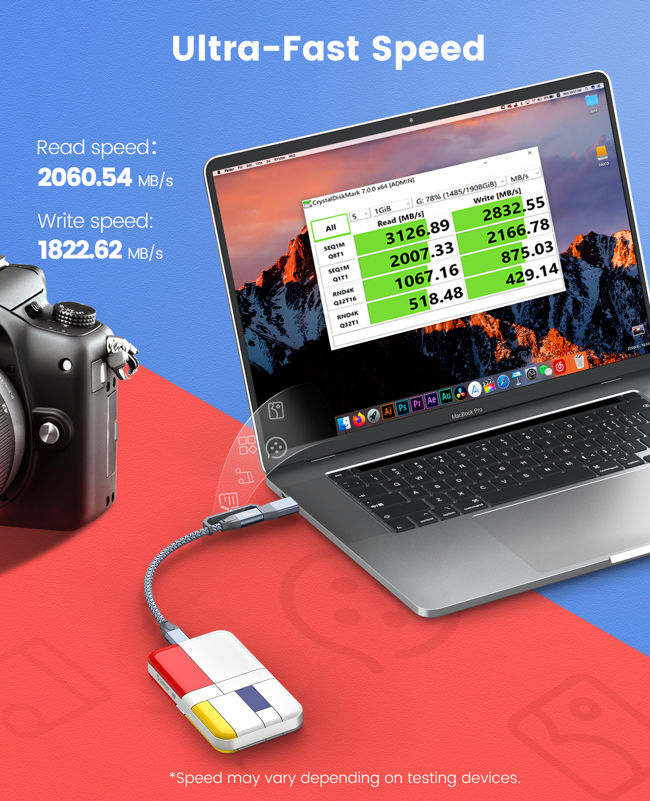 แบบพกพา512GB SSD-2060เมกะไบต์วินาที-USB-C USB 3.2 Gen 2X2-ไดรฟ์ Solid State-PSSD พร้อม UASP- MTQ ...