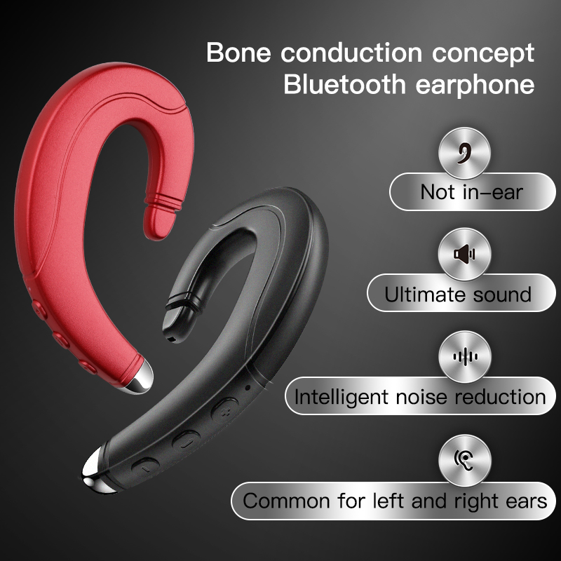 Wireless Bone Conduction Headphone Handsfree Mic Earphones for Cell ...