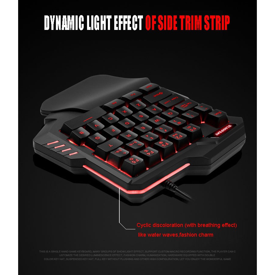 One Handed Mechanical Keyboard Left Hand Game Keypad Game Mouse RGB LED ...
