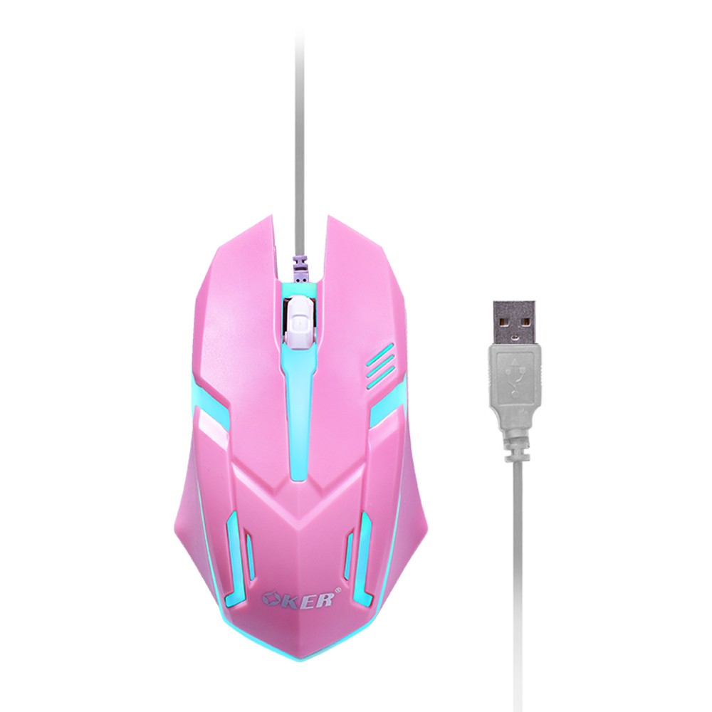 ส่งเร็ว OKER OP-167 WIRED LED MOUSE Pink เมาส์สีชมพู เมาส์ไฟ LED เรือง ...