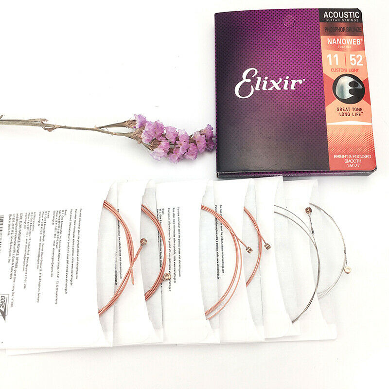 Elixir สายกีต้าร์โปร่ง Nanoweb Phosphor 16002 16027 16052 16077 16102 ...