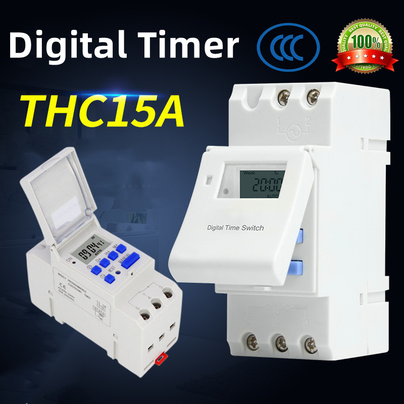 Digital Timer เครื่องตั้งเวลาแบบดิจิตอล THC15A AC 220V กระแสสูงสุด 16A ...