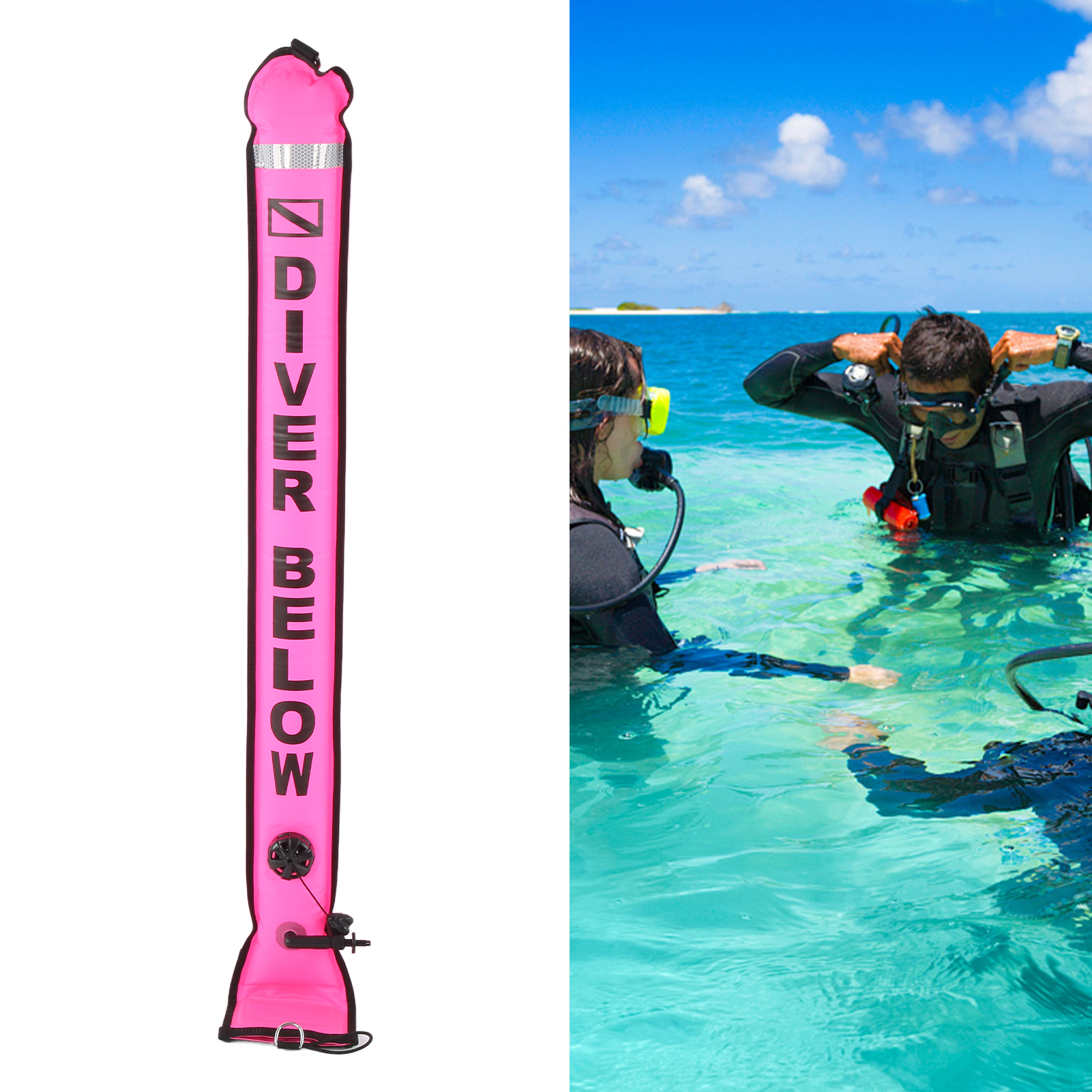 【COD】120x15cm Scuba Diving Surface Marker Buoy มองเห็นได้ชัดเจน ...