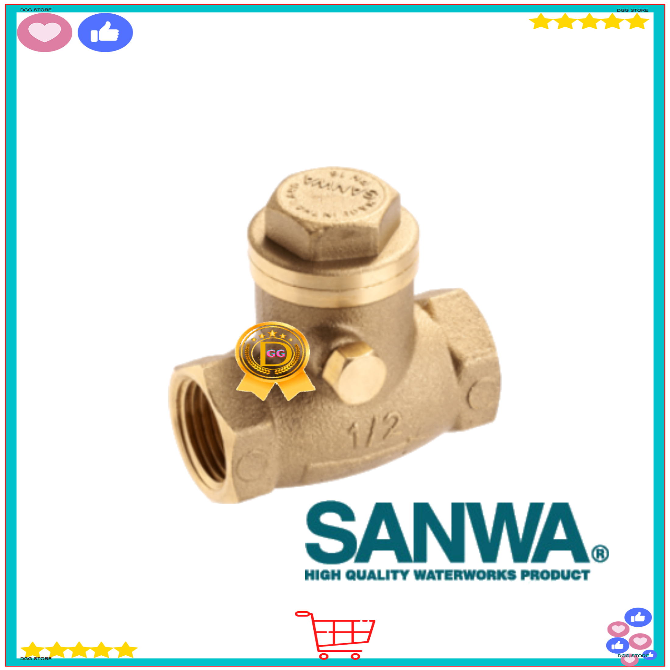 SANWA SWING CHECK VALVE BRASS 12 F.F. ซันวา เช็ควาล์ว 4หุน ไม่มีสปริง ...