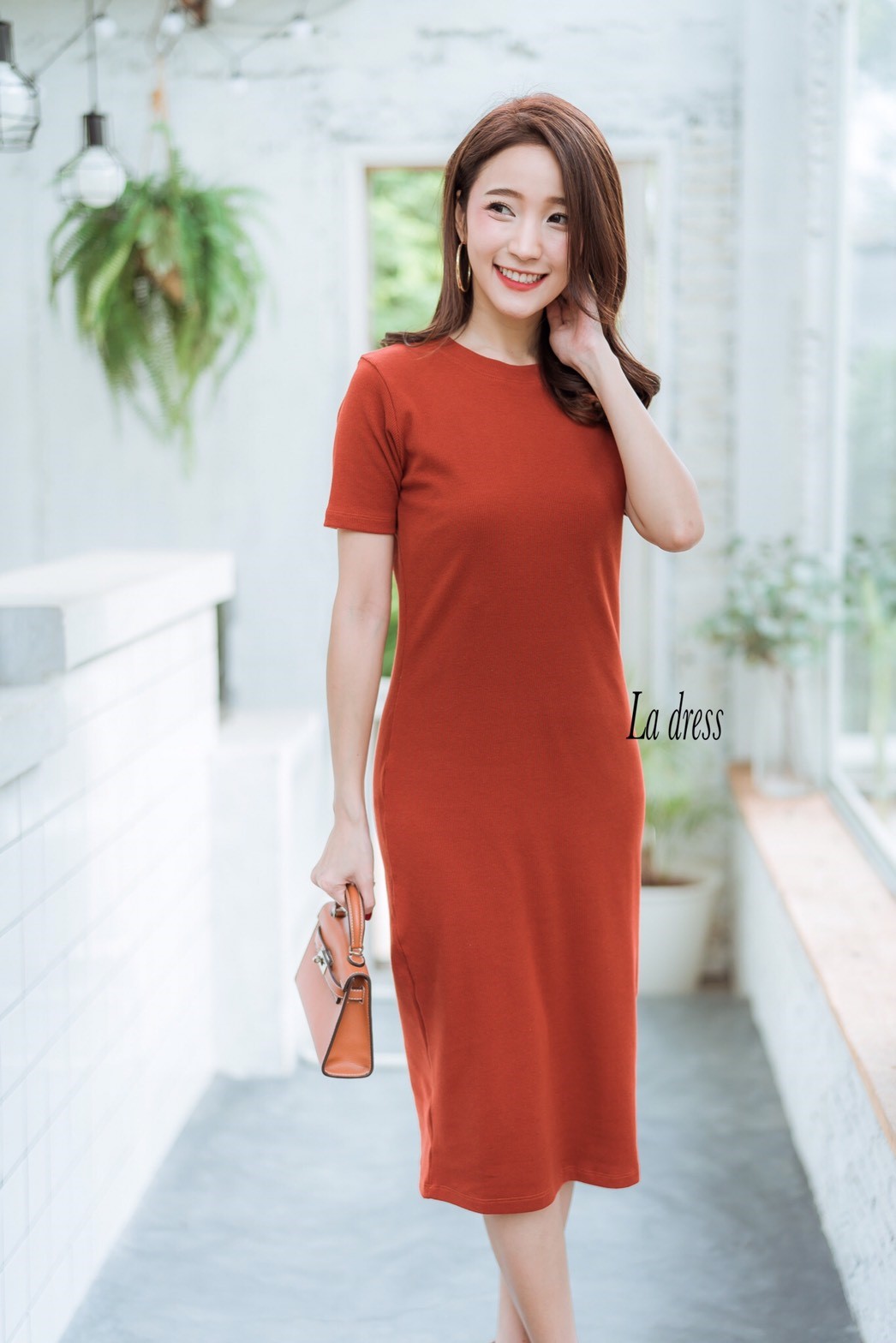 Round neckline dress GI-ANTS เดรสคอกลมตัวยาวผ้าร่อง - T-Shirtnista ...