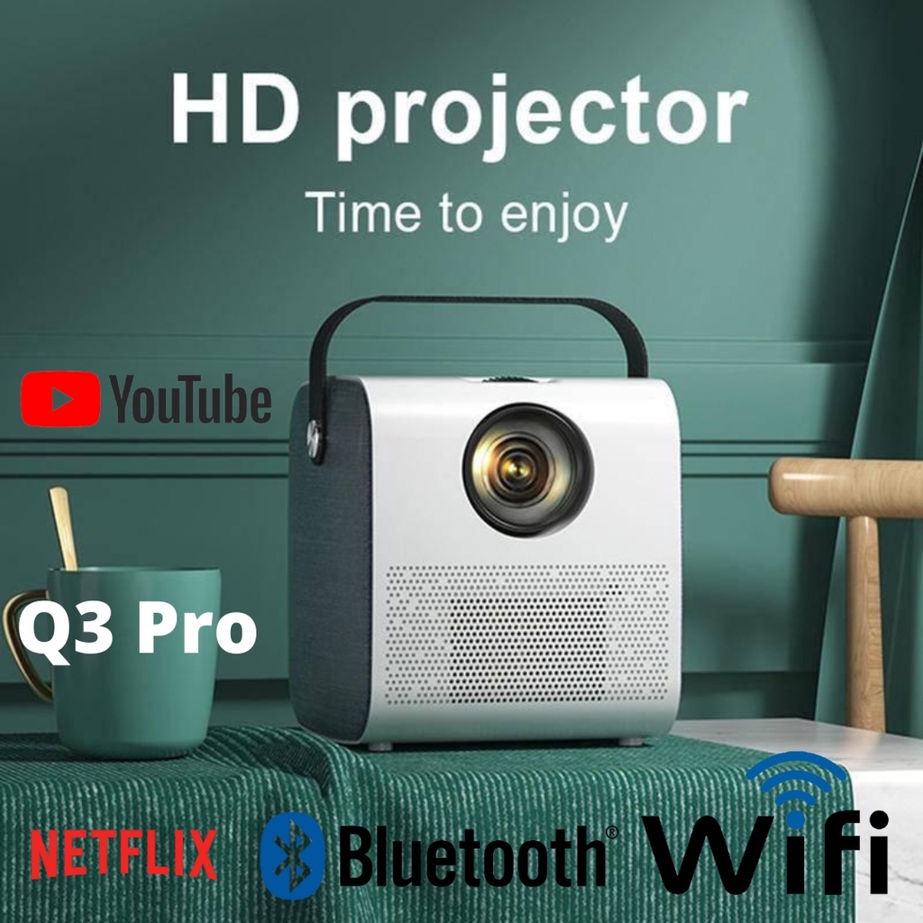 Android Full HD 4K Projector 720P Q3 Pro โปรเจคเตอร์ 4200 Lumens Bluetooth เชื่อมต่อมือถือ หรือ ...