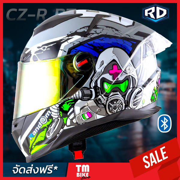 (ส่งฟรี)หมวกกันน็อคเต็มใบ หมวกกันน็อค RANDOM รุ่น CZ-R BT รองรับบูลทูธ ...