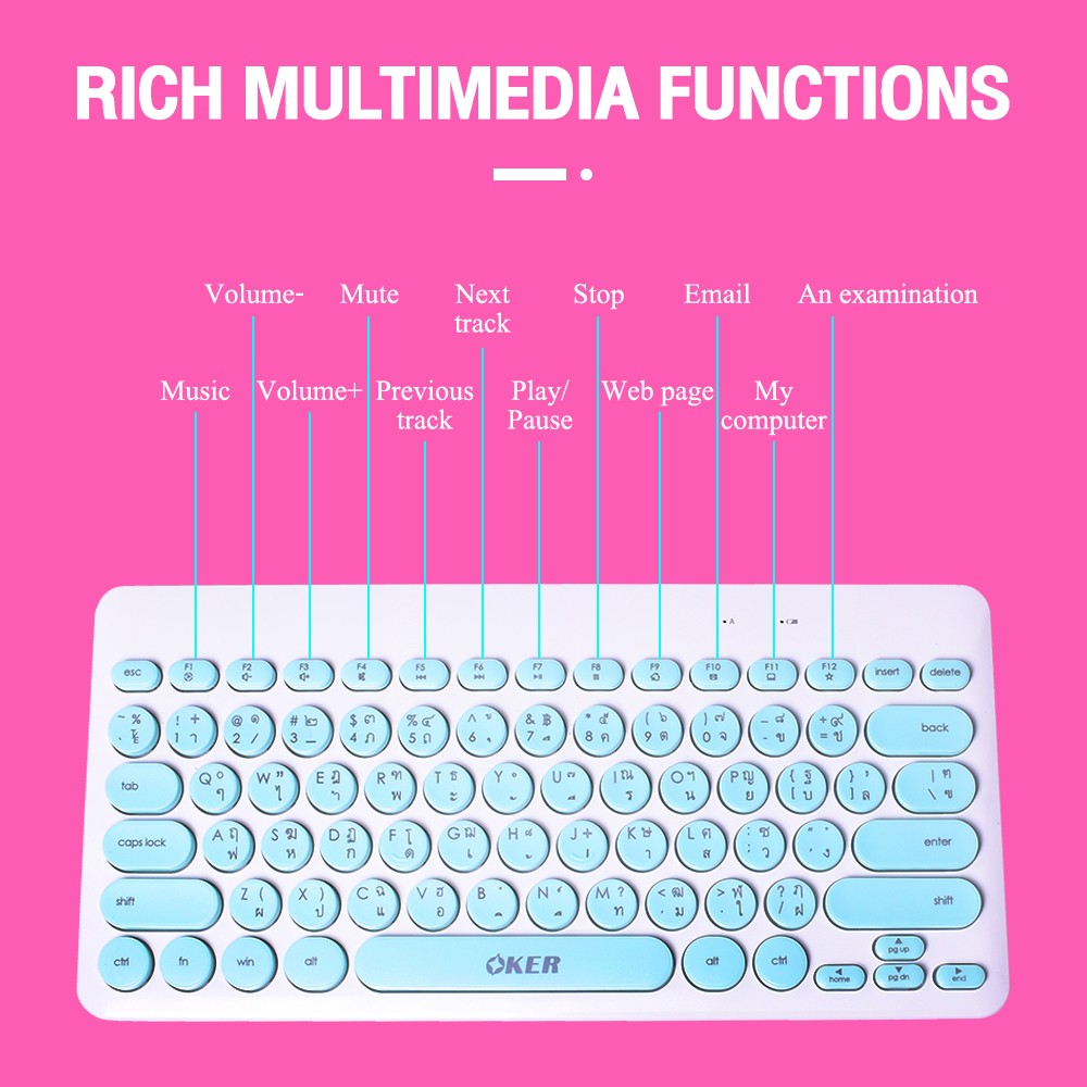 แท้100 OKER K885 WIRELESS DESKTOP ชุดคีบอร์ดเมาส์ไร้สาย Comboset เม้าส์ ...