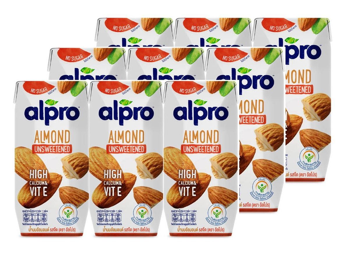 Alpro Almond Milk Unsweetened อัลโปร นมอัลมอนด์ สูตรไม่หวาน 180ml. (9 ...