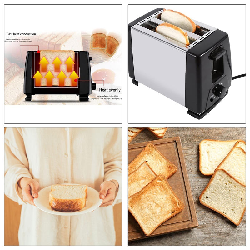 Toaster 2 Slice Stainles Steel Bread Extra Wide Slot Compact Toasters ...