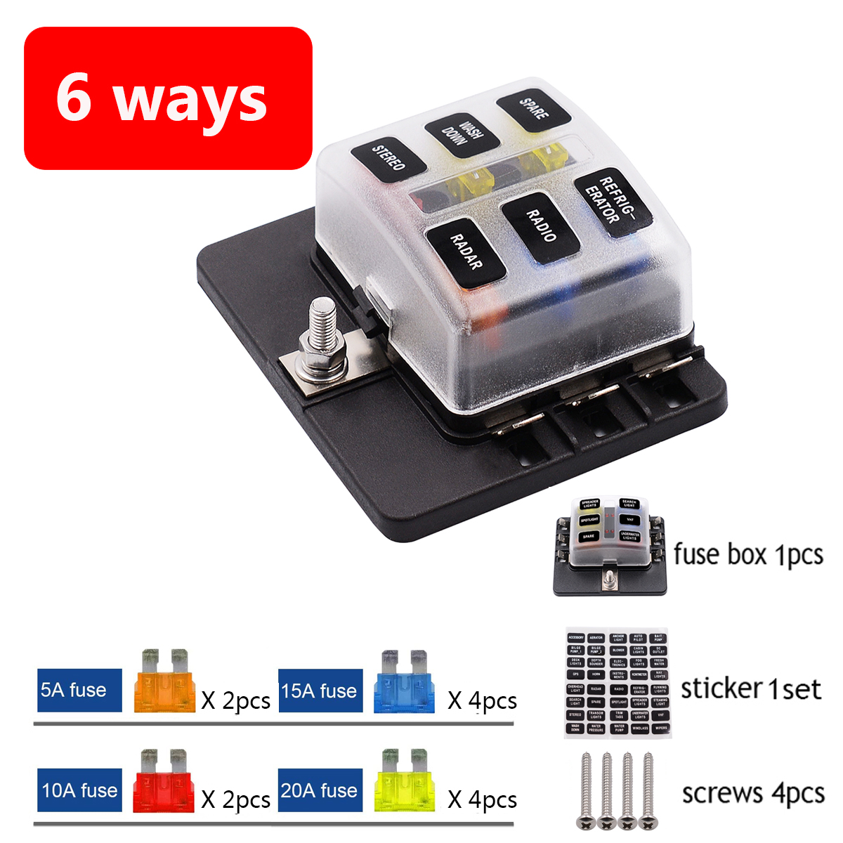 681012 Ways Blade Fuse Holder Block Car Boat Marine Fuse Box Holder LED ...