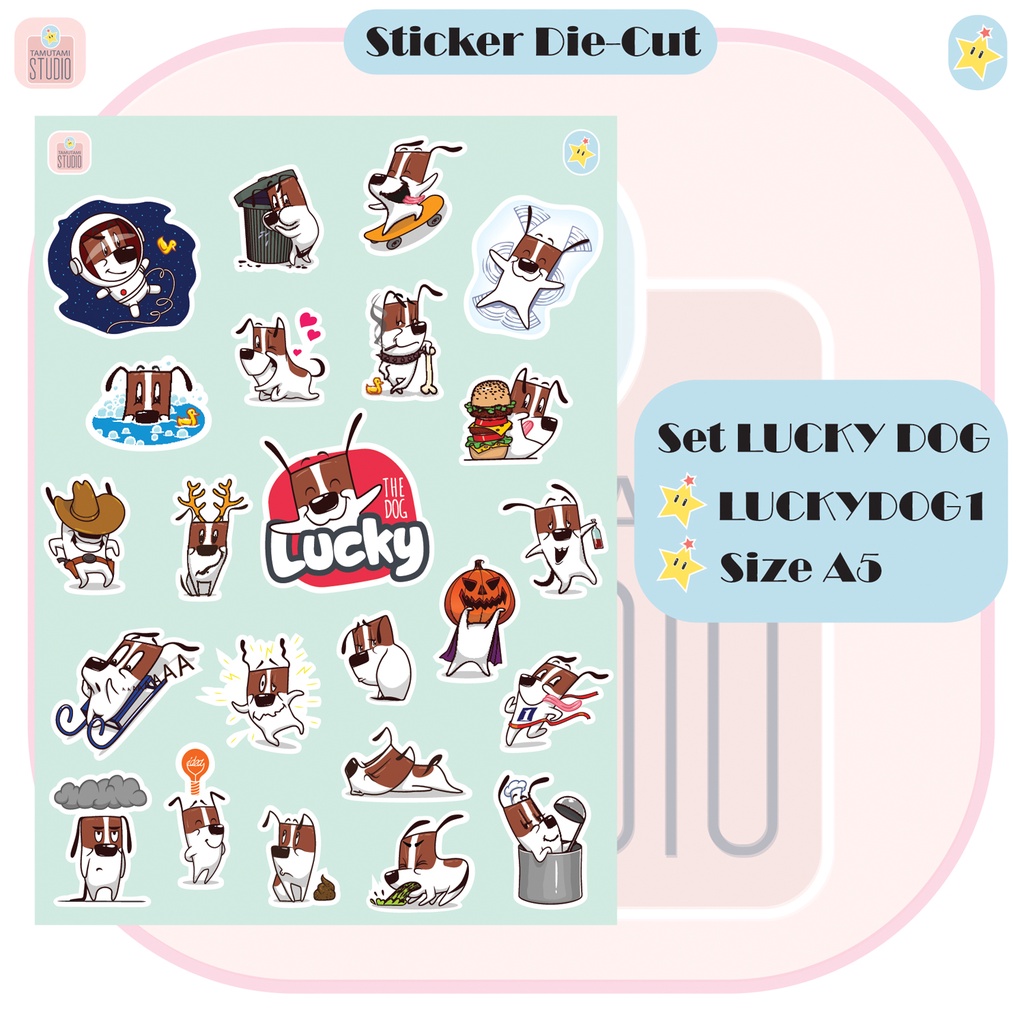 [Sticker Die-cut] LUCKY DOG สติ๊กเกอร์ไดคัท ขนาด A5 สติ๊กเกอร์การ์ตูน ...