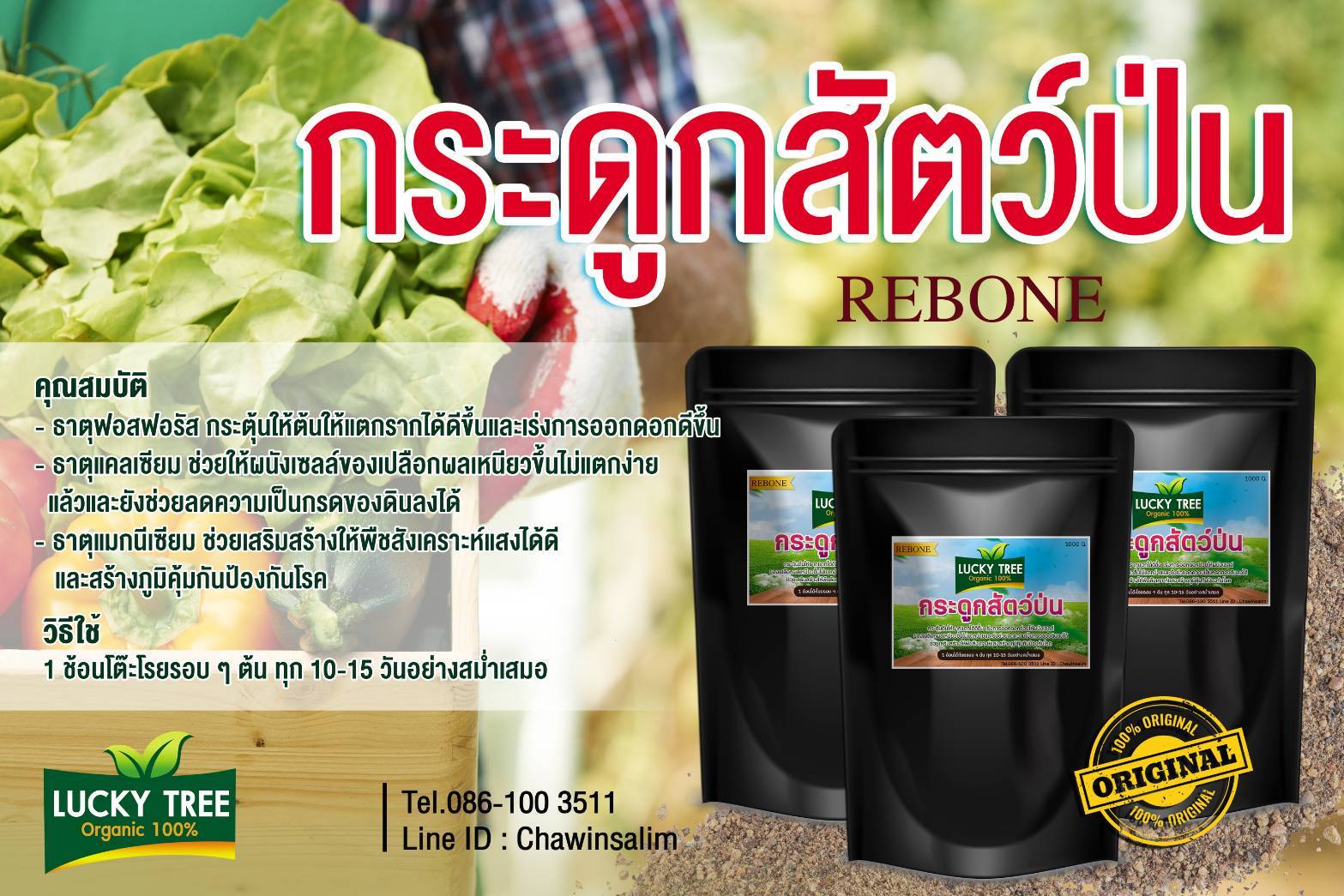 กระดูกสัตว์ป่น (REBONE) เพิ่มแคลเซืยม แม็กนีเซียม สูง แก้ปัญหาดินเก่า ...