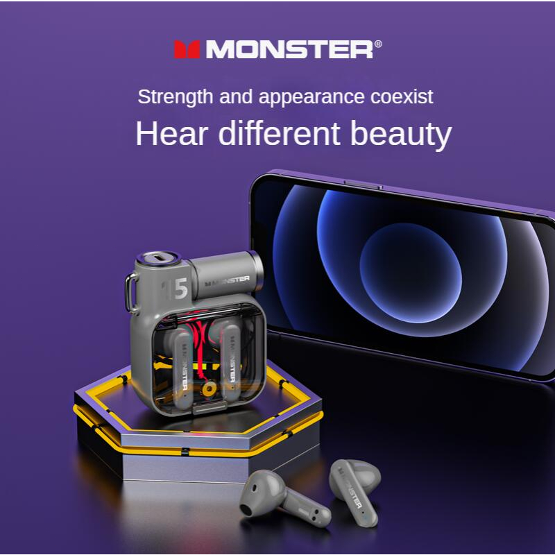 Monster XTK15 หูฟังบลูทูธไร้สาย HIFI Led เอฟเฟกต์แสง โปร่งใสอย่าง ...