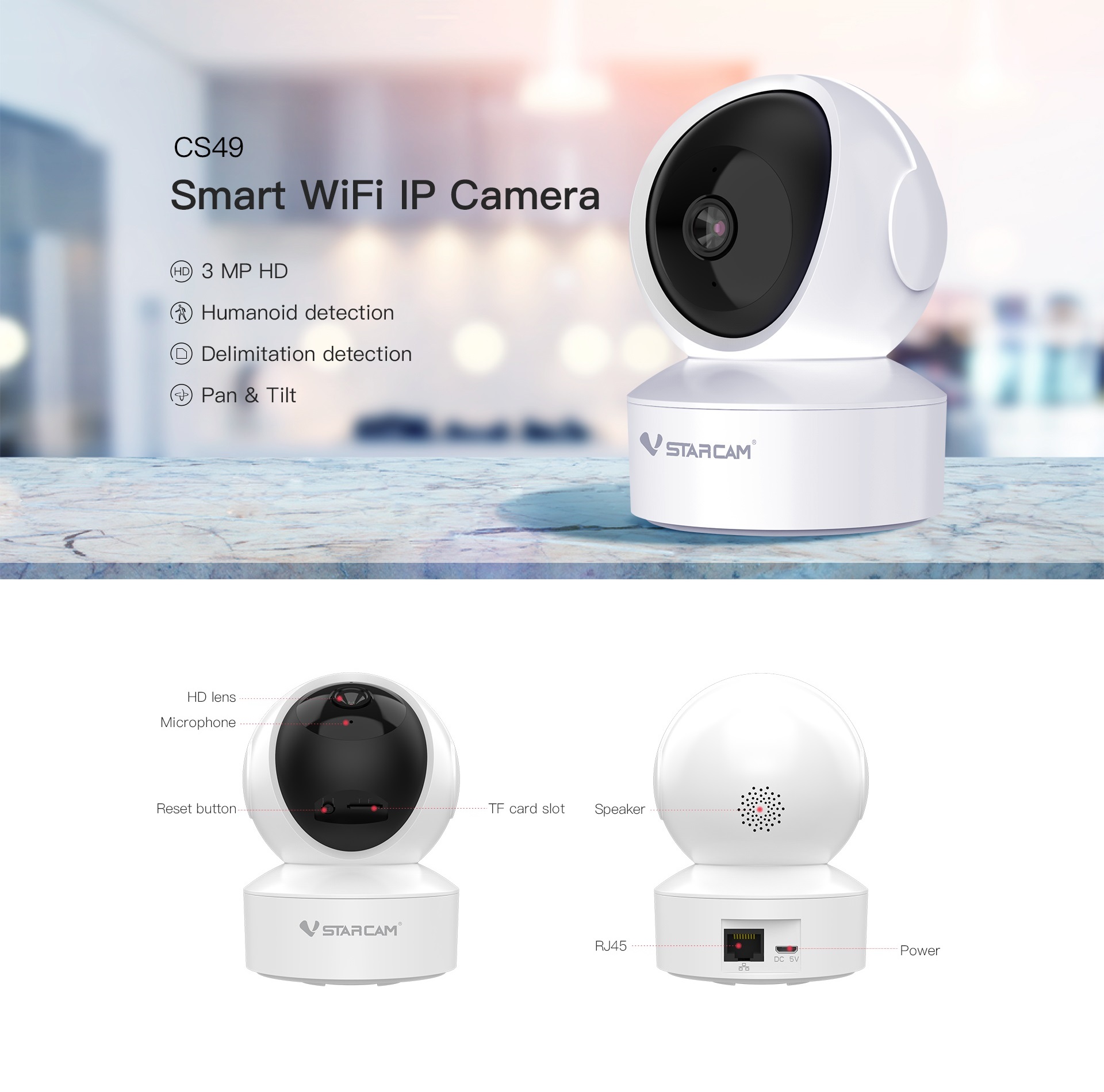 【VSTARCAM】CS49 SUPER HD 1296P 3.0MegaPixel H.264+ WiFi iP Camera กล้องวงจรปิด - Nuomi - ThaiPick