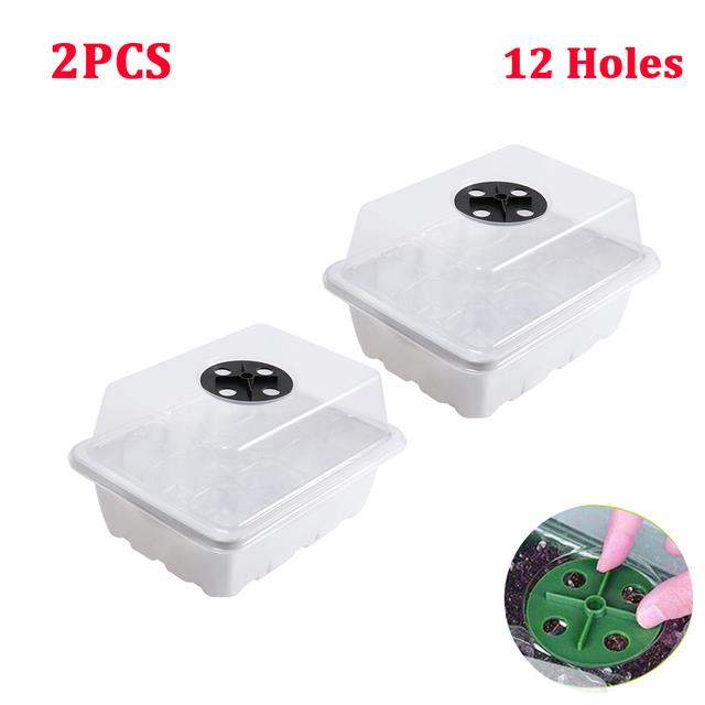 12 Grids Seed Starter Kit Plant Seeds Grow Box Seedling Trays ...