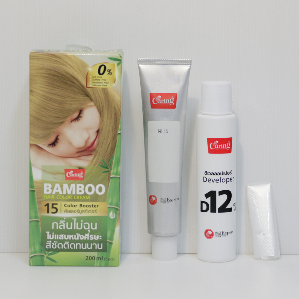 Caring Bamboo Hair Color Cream 100ml.-15 Color Booster แคริ่ง แบมบู สี ...