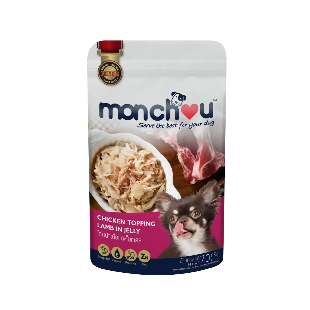 Monchou อาหารเปียกหมาขนาดซอง 70g แบบ แพ็ค 12 ซอง | Lazada.co.th