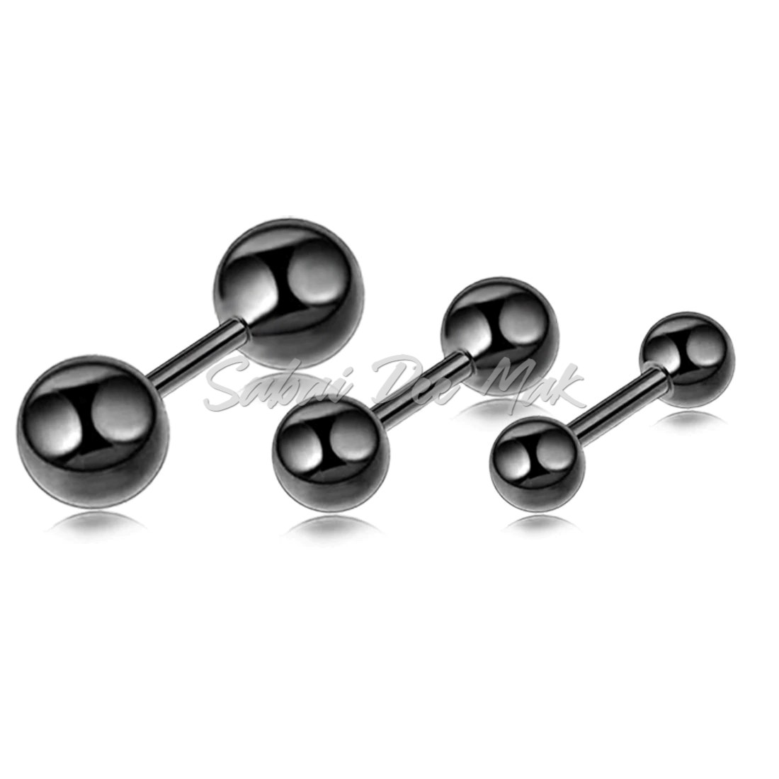 จิวหูดัมเบล สแตนเลสแท้ 316L - 1 ข้าง : Round Dumbbell Studs for Men ...