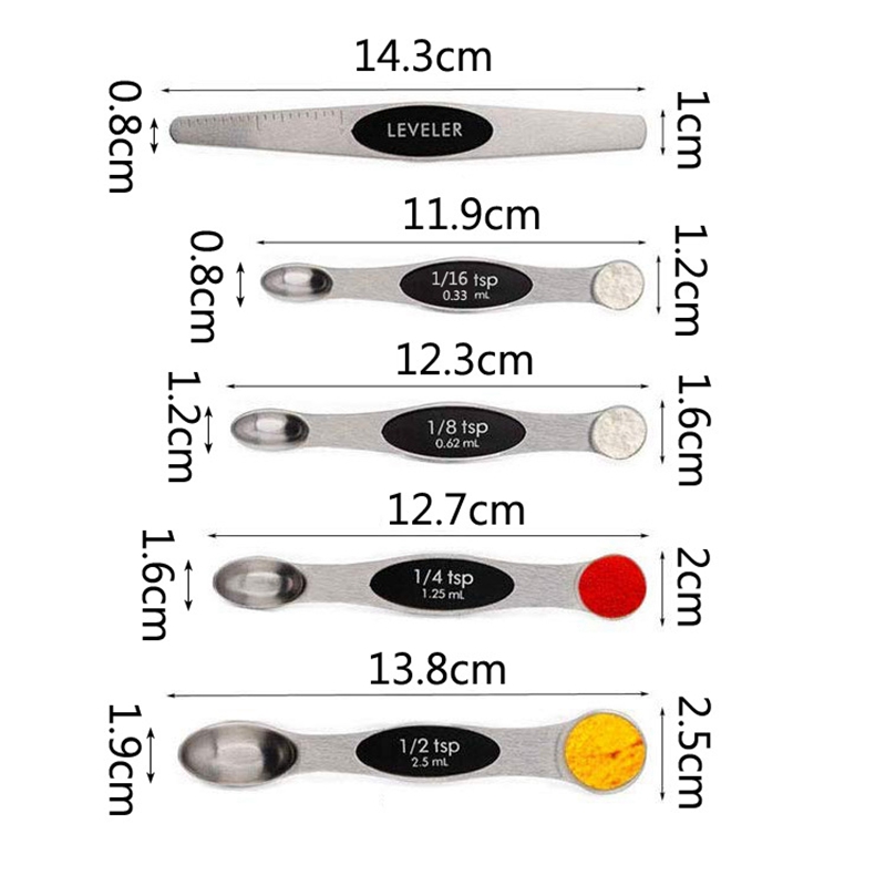Magnetic Double Head Stainless Steel Measuring Spoon 9-Piece Baking ...