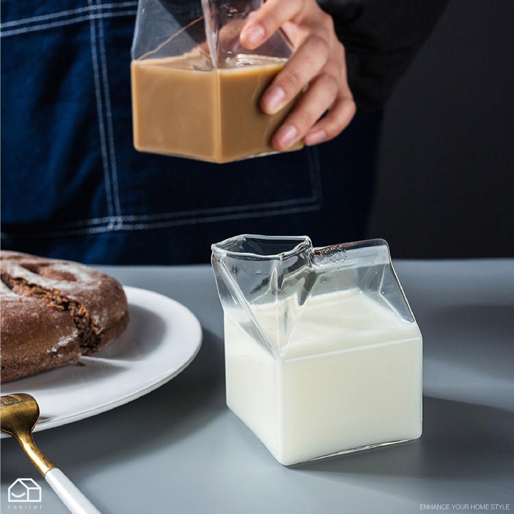 [HABITAT] Creative Mini Milk Cup Carton Creamer Cup Clear Glass Milk ...