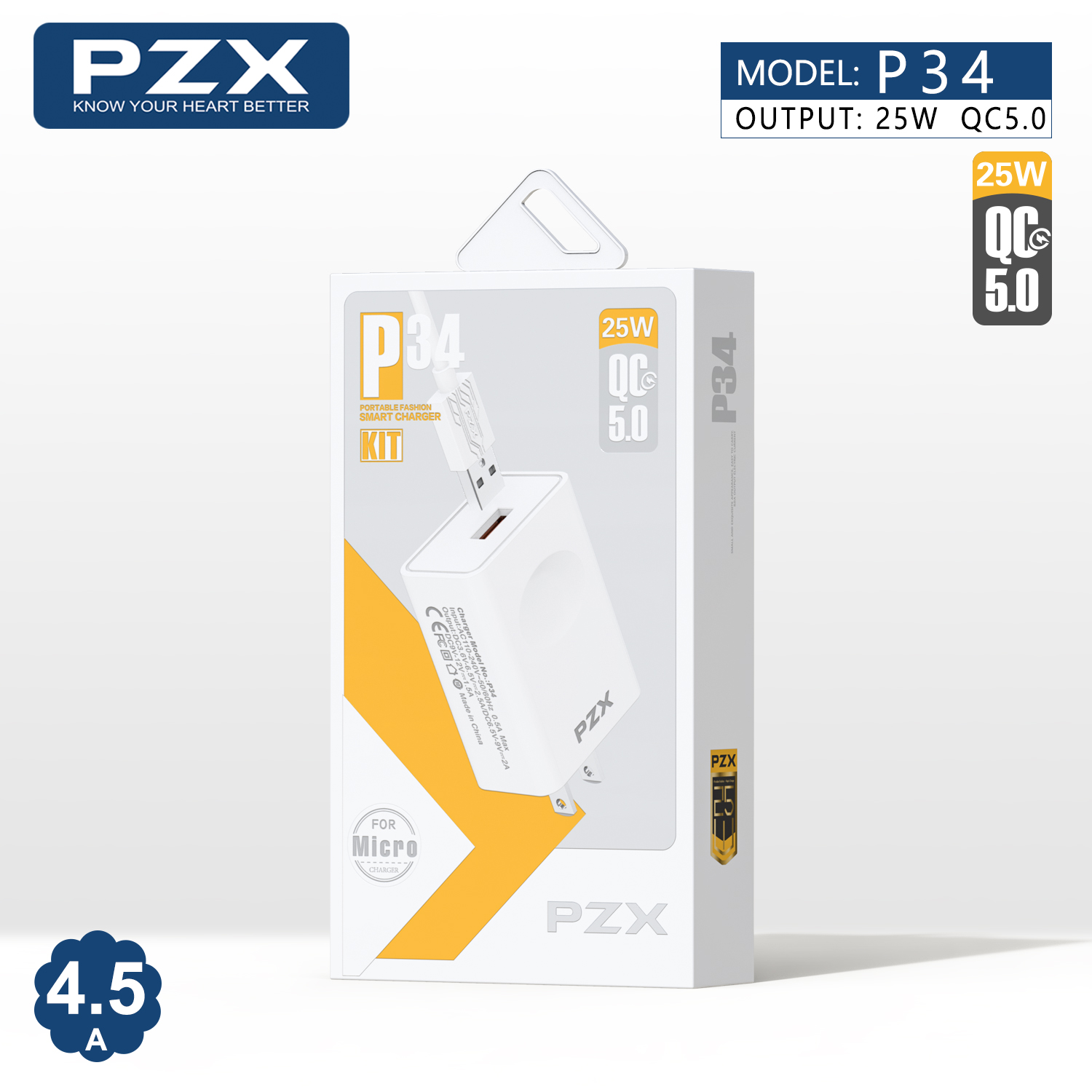 หัวชาร์จพร้อมสายพร้อมส่งPZX-P34 ชุดสายชาร์จ 25W QC5.0 หัวพร้อมสายชาร์จ ...