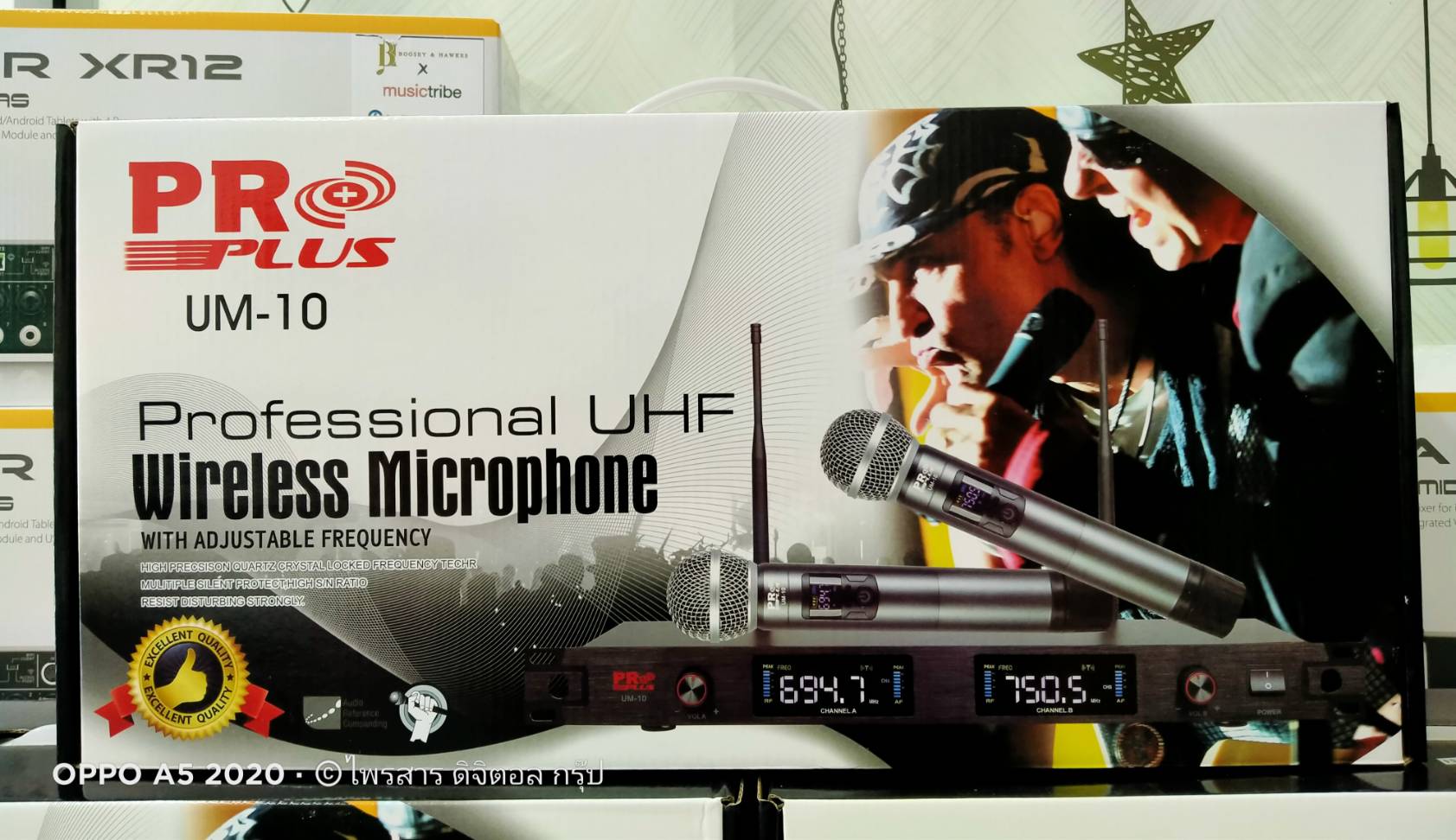 UHF ไมค์ลอยคู่ ไมโครโฟนไร้สาย ปรับความถี่ได้ ไมค์ประชุม ไมค์ร้องเพลง UHF WIRELESS MICROPHONE ...