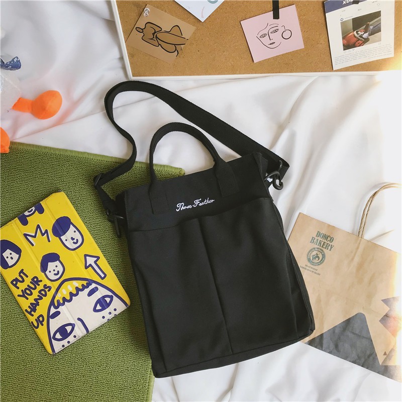 unlimitedshop(UN1569) -L1กระเป๋าสะพายข้าง ผ้าแคนวาส กระเป๋าถือ ...