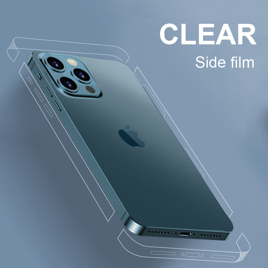 Side Clear Matte Frame Film for iPhone 12 13 14 mini Pro Max Plus Skin ...